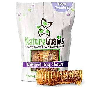 Nature Gnaws Beef Trachea for Dogs - Premium Natural Beef Bones - Simple Single Ingredient Crunchy Dog Chew Treats - Rawhide Free 6 Count (Pack of 1)