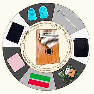 EASTROCK 17 Key Electric Kalimba Thumb Piano Built-in Pickup Professional Electric Kalimba Finger Piano for Kid Adults Beginners Professional (Mahogany Hand Rest EQ)