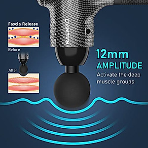RAEMAO Massage Gun, Muscle Massage Gun with High-tech Brushless Motor, Attaching 15 PCS Upgrade Replacement Heads, Quite Deep Tissue Massager, Carbon