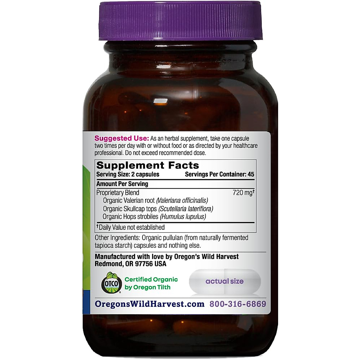 Oregon's Wild Harvest Muscle Relax Organic Herbal Supplement 90 Vegan Capsules