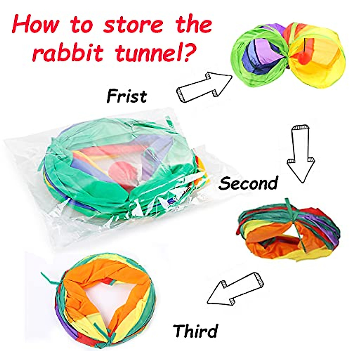 Bunny Hideout, Rabbit Tunnels and Tubes, 3 Pack of Grass Balls - Collapsible Hideaway Small Animal Activity Tunnel Toys for Chinchillas Ferrets Guinea Pigs Gerbils Hamsters Rats, Size - 47 x 10 in