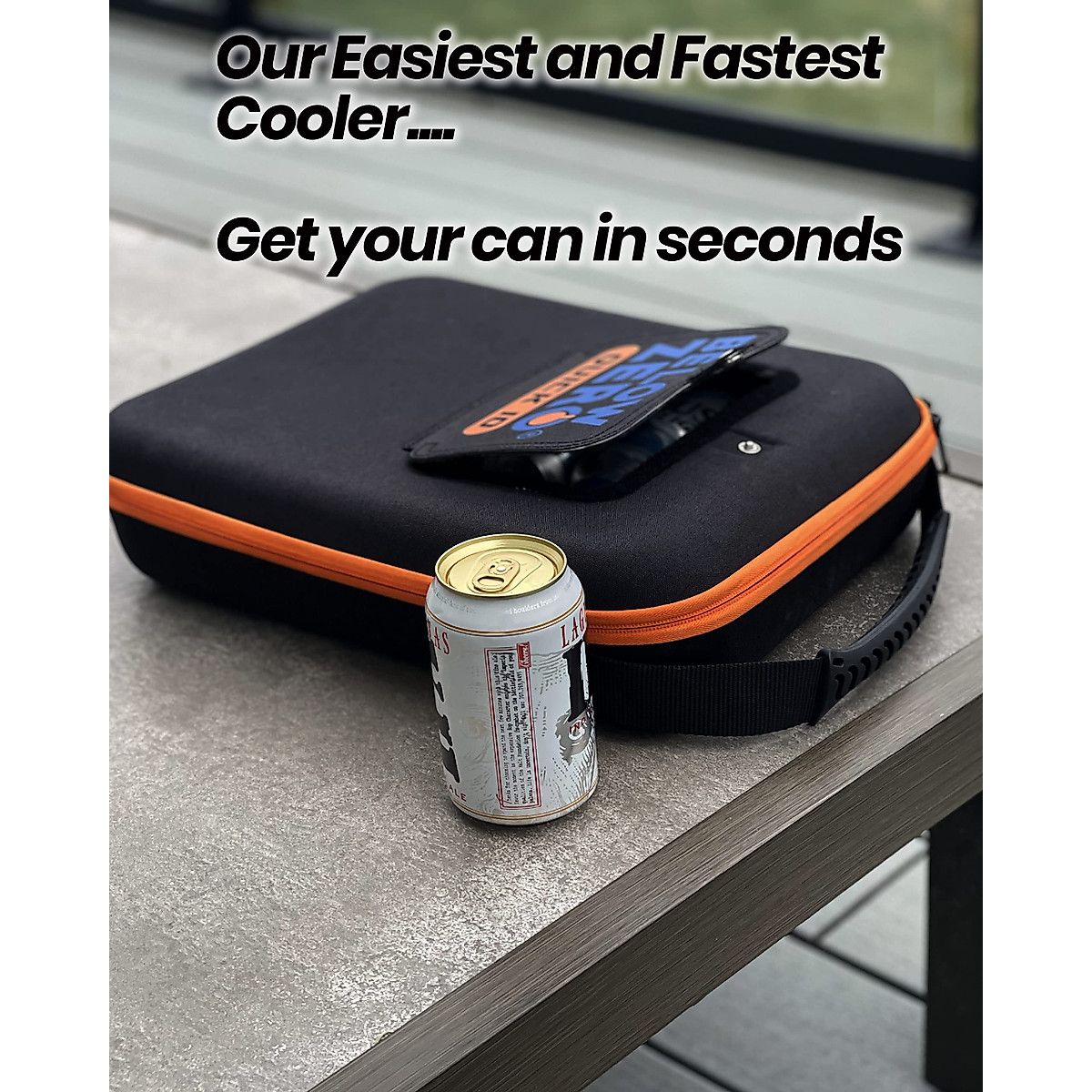 Quick 10 Insulated Carrying Case Cooler Bag for Beers, Wine and Beach - Open Flap to Quick Access 10 Cans - Includes Large Below Zero Gel ICE Pack Cools for 24 Hours - Perfect for Drinks, Beverages