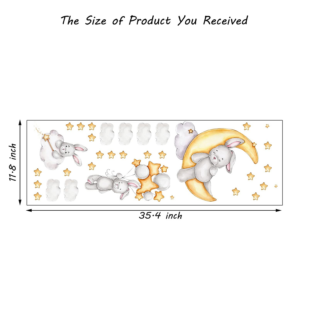 Laoyello Bunny Sleeping on The Moon Wall Stickers Rabbit Stickers Cloud Moon Wall Decal Baby Boy Girls Moon and Stars Nursery Wall Decor