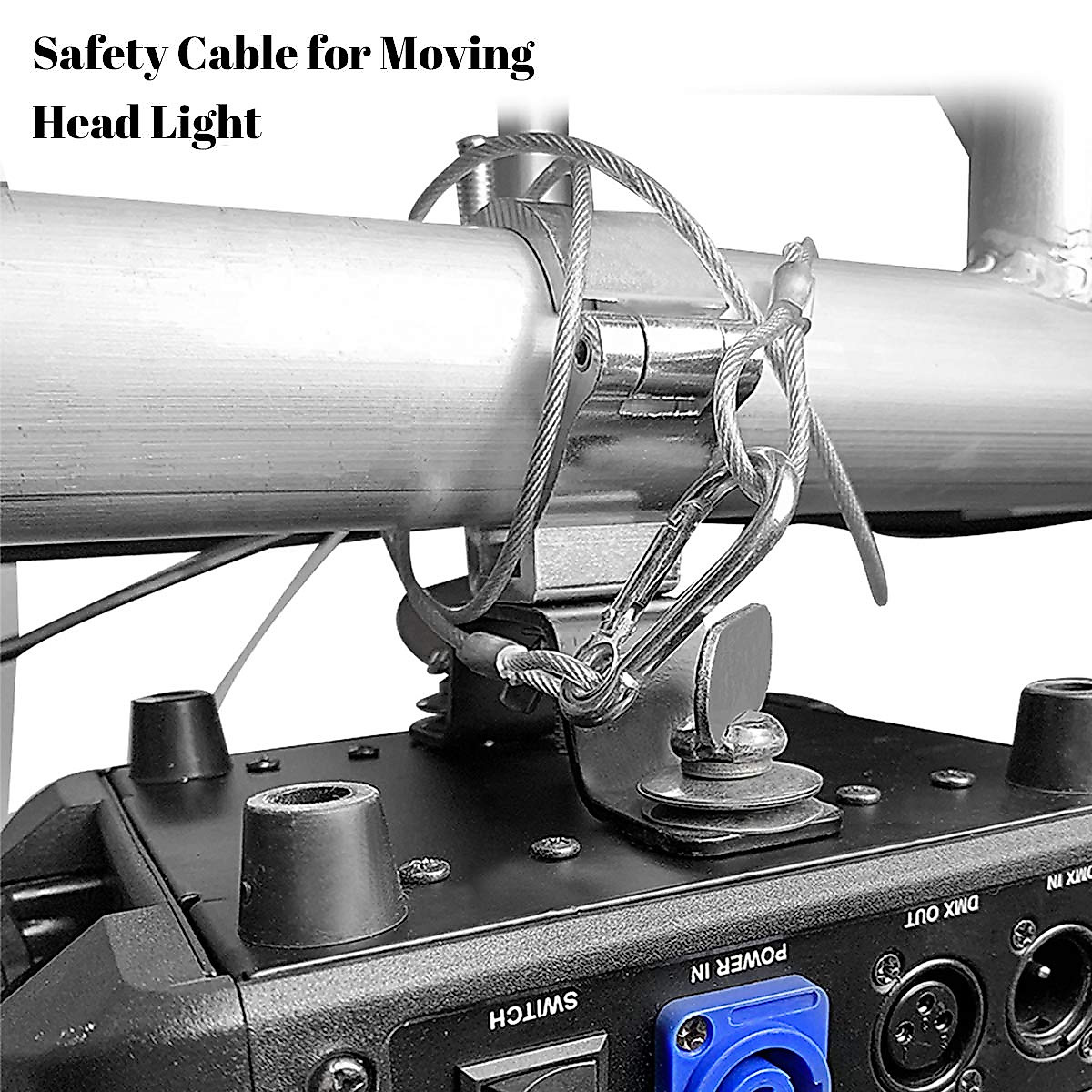 Stage Lights Safety Cable, 10PCS WorldLite Premium 110lb Load Duty and 4mm in diameter Safety Cable, 26’’ Stainless Steel Safety Rope for Stage Lighting Party or DJ Lighting