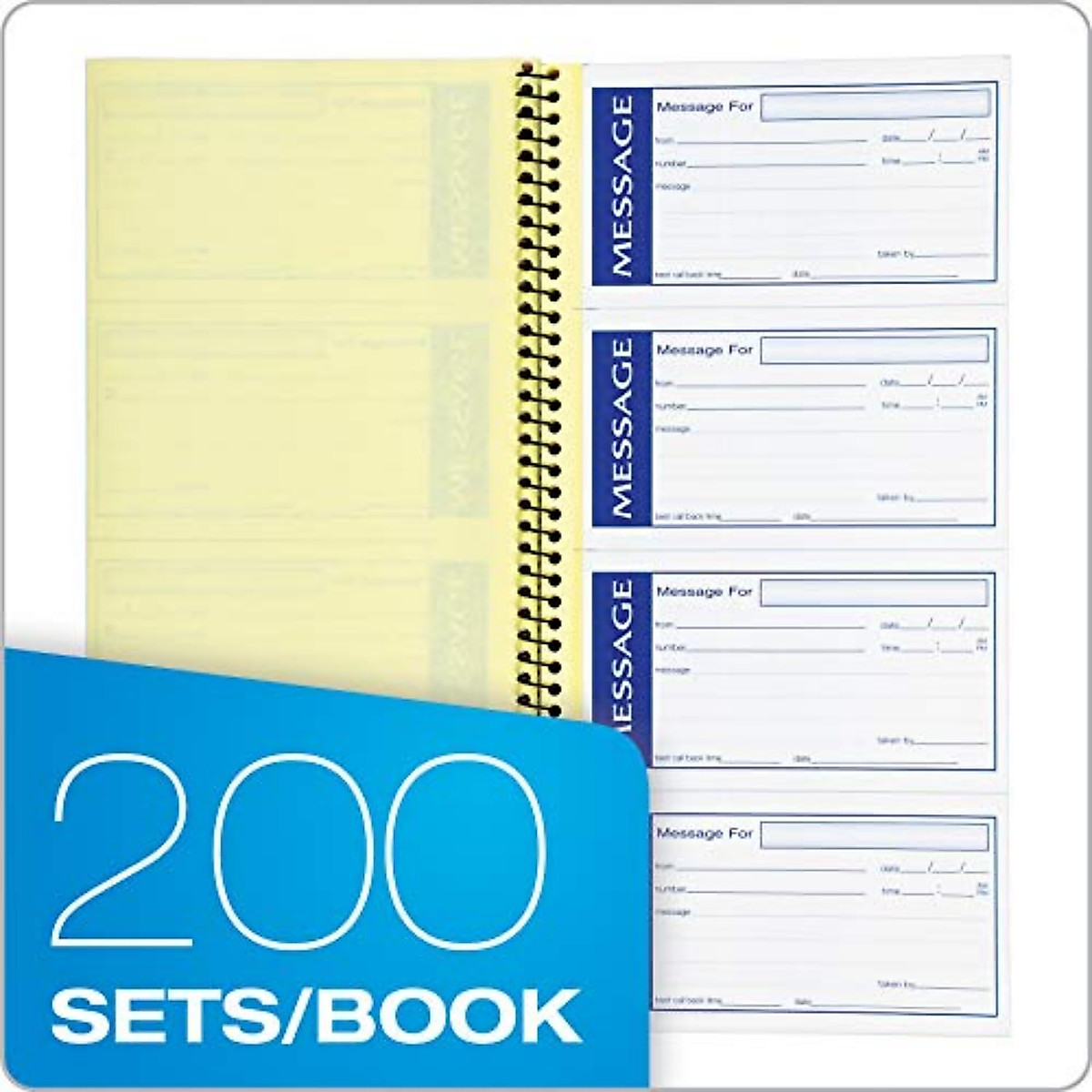 Adams Write 'N Stick Message Pad, 2-Part, Carbonless, Blue, 5-1/4" x 11", 200 Sets per Book (SC1153WS)