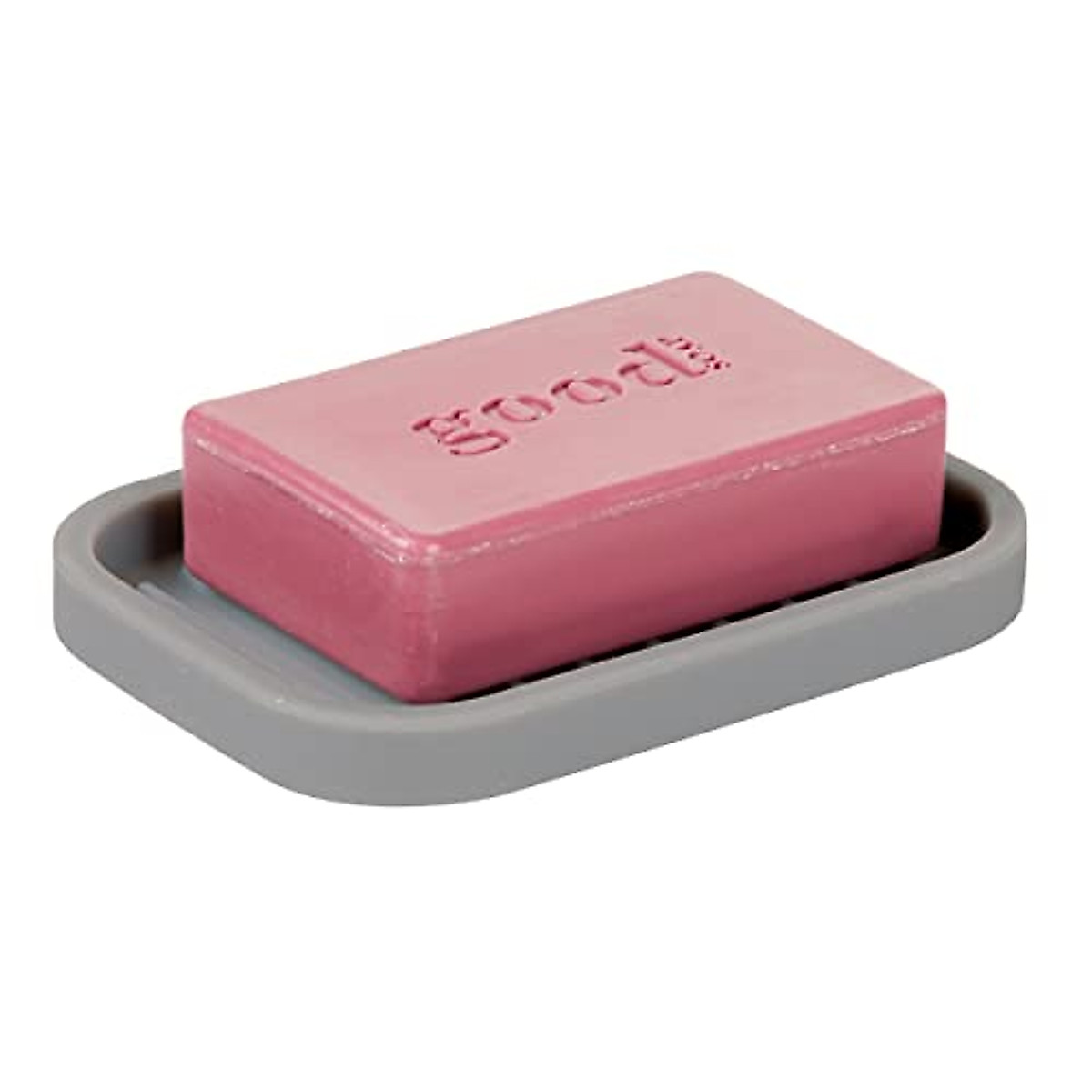 iDesign Silicone Soap Dish, Soap Saver, and Kitchen Sponge Holder, The Lineo Collection – Rectangular, 5" x 3.5" x 5", Gray