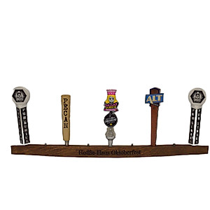 Personalized Engraved Customized Handmade Oak Whiskey Barrel 9 Beer Tap Wall Mountable Display (9 Taps)
