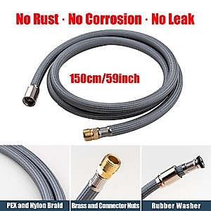 Kitchen Sink Hose For American Standard kitchen Faucet M922367-007220A, Pull Down Pull Out Faucet Hose Sprayer Faucet Part, Brass Adapter, 59in