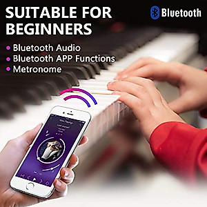 Digital Piano, 88 Key Full Size Velocity-Sensitive Semi-Weighted Keys Portable Electric Piano with Sustain Pedal Power Supply for Beginner/Adults Practice