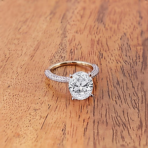 FRIENDLY DIAMONDS 2 Carat IGI Certified Oval Shape Lab Grown Diamond Ring | 14K Or 18K White, Yellow Or Rose Gold | Grace Micro Pave Eternity Diamond Ring | FG-VS1-VS2 Quality