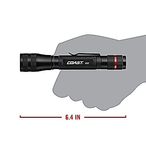 Coast G32 465 Lumen Flashlight with Pure Beam, Twist Focus and Bulls-Eye Spot Beam, Black
