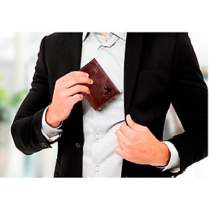 BULL GUARD Best Leather Men's RFID Trifold Wallet With ID Great Outdoor Wallet