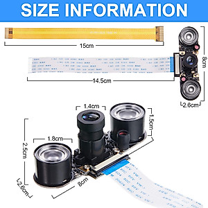 Weewooday 2 Sets for Camera Module 5MP OV5647 1080P Video Webcam Sensor Infrared Night Camera Module Compatible with Raspberry Pi B/B+ A+ RPi 4/3/ 2/1/ Zero/Zero with FFC Cable (Adjustable Focus)