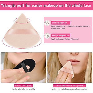 AUAUY 6 PCS Powder Puffs, Pure Cotton Soft Triangle Wedge Makeup Powder Puff for Loose Powder Mineral Powder Body Powder Cotton Velour Cosmetic Foundation Sponge Makeup Tool (3 Black + 3 Skin Colors)