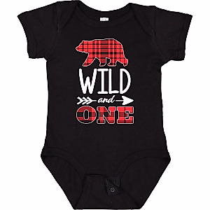 inktastic Plaid Bear Wild and 1 with Arrow Baby Bodysuit 18 Months 0040 Black 37a9d