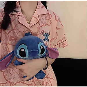 kwaya Women's Cotton Pajamas - 3Pcs Sets, Cute Cartoon Print Sleepwear - Soft Button Up Short Sleeve Shirt with Casual Long Pants & Short Lounge Sets Pink