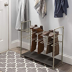 Organize It All 6 Pair Boot Rack | Dimensions: 27.76 x 10.63 x 25.12 | Stackable | Space Saving | Closet Storage |Durable| Sliver | Brown