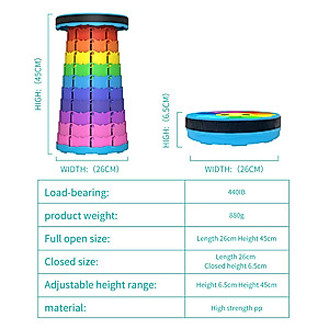 ALEVMOOM Upgraded Portable Collapsible Folding Stool with Cushion Retractable Telescoping Stool for Adults Sturdy Capacity 440lbs Camping Stool for Outdoor Hiking Garden BBQ with Bag,Carabiner