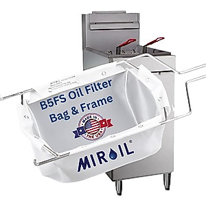 Miroil | B5FS Fryer Filter Bag & Frame | MirOil EZ Flow Filter Bag Combination | Part 02751| Use to Filter Fry Oil | Suitable for 40 lb or 50 Qt Polishing Oil | Durable, Easy to Clean with Hot Water