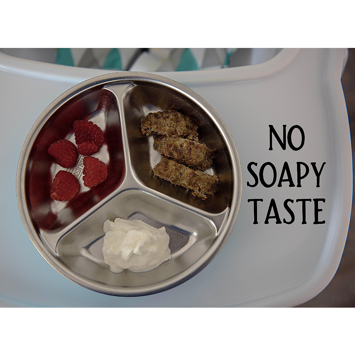 Wild & Free Ranch Stainless Steel Plate and Bowl Combo with Strong Anti-Slip Removeable Suction and Semi-Transparent Lid Designed for Children (Blue)