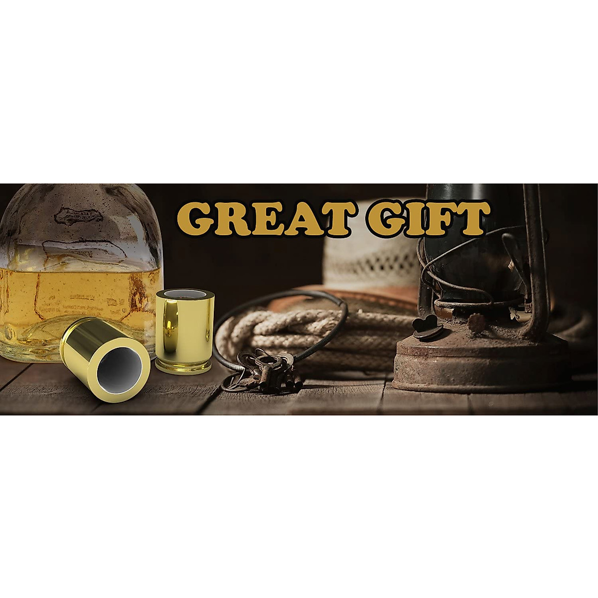 Caliber Gourmet 50 Caliber Shot Glasses - Set of 2, Gold