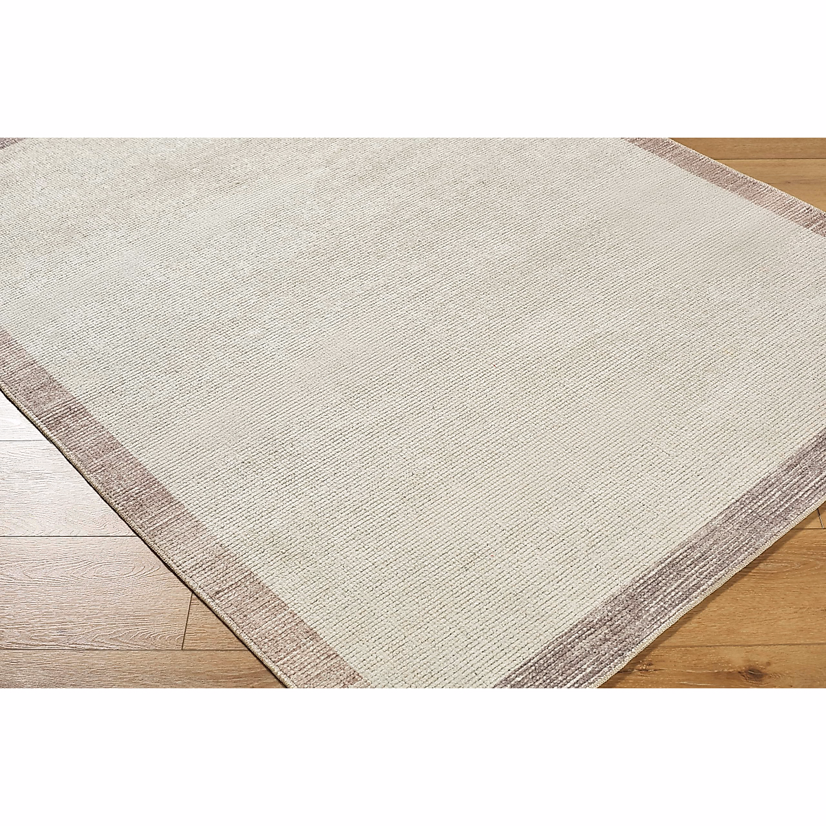 Livabliss x Our PNW Home Olympic Solid Border Area Rug, 7'10" x 10', Ivory/Brown