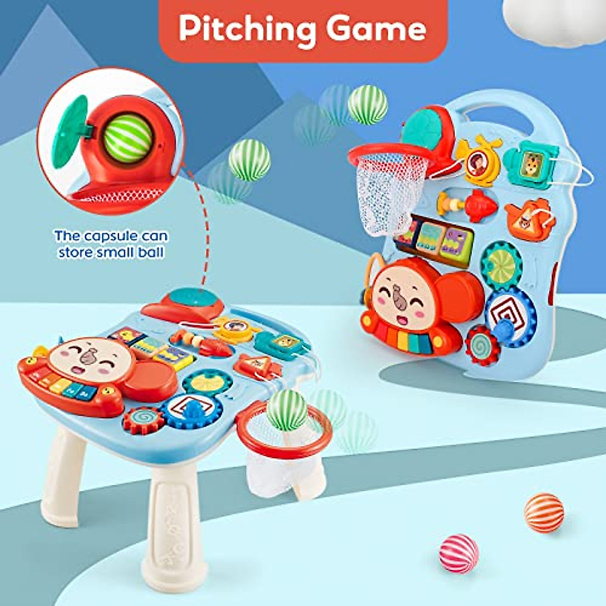 Sit-to-Stand Learning Walker 3 in 1 Baby Walker for Girls Boys Baby Activity Center with Multifunctional Removable Play Panel Weight Gain Design Walking Toys for Infant Boys Girls