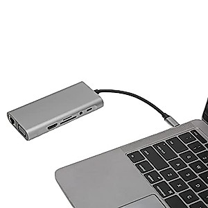 USB C Hub Adapter, 10 in 1 USB Hub with 1000M LAN Ethernet 4K HDTV VGA USB 3.0 Port PD Charging Port TF/SD Card Reader Audio Suitable for Laptop and Other USB-C Equipment