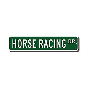 Streets Signs ST AVE DT Horse Racing Vintage Wall Decoration Home Garden Kitchen Art Sign 4x16 inch