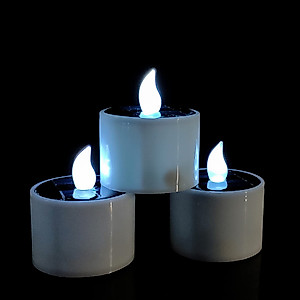 6pcs Solar Window Candles Outdoor Waterproof Flameless Flickering Led Tealights Solar Emergency Candles with Sensor Dusk to Dawn for Lantern Garden Camping Party Halloween Christmas Home Decor