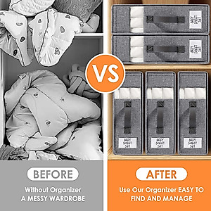 Foldable Bed Sheet Set Organizer, 2 Pack Queen or King Size Bed Sheet Organizers and Storage Box for Duvet Cover Set, Fabric Storage Bins Bed Sheets, Linen Closet Organizer for Bedding Clothes Towels