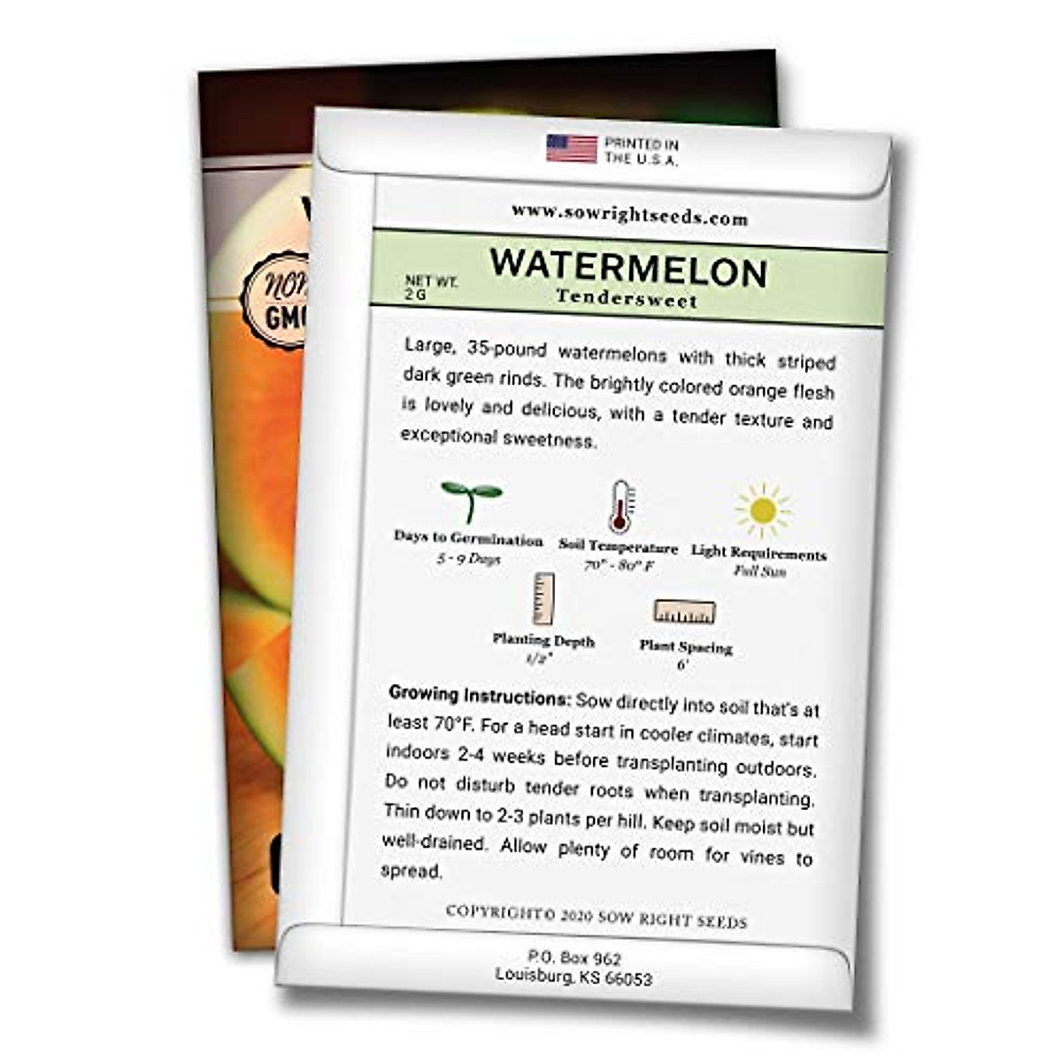 Sow Right Seeds - Orange Tendersweet Watermelon Seed for Planting - Non-GMO Heirloom Packet with Instructions to Plant a Home Vegetable Garden