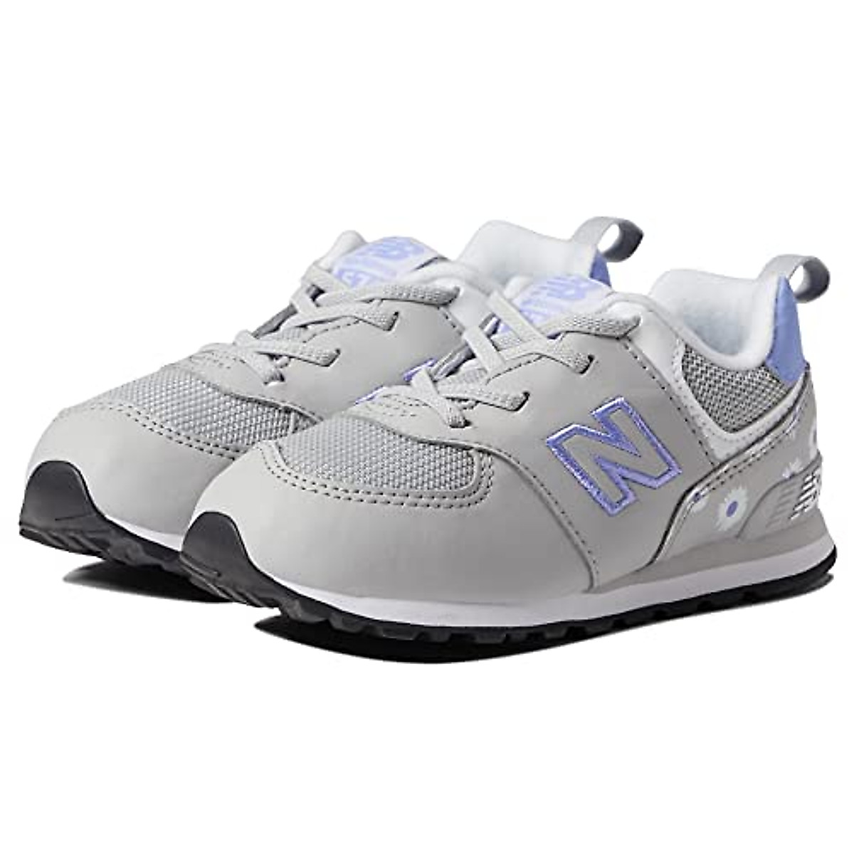 New Balance Kid's 574 V1 Flower Power Bungee Sneaker, Summer Fog/Vibrant Violet, 10 Toddler