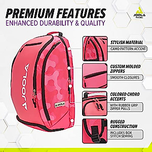JOOLA Pickleball Bag - Vision II Deluxe Pickleball Backpack - Large Paddle Bag fits 4 Pickleball Paddles & Gear - Fence Hook, Extra Pockets, Ventilated Shoe Storage - Pink