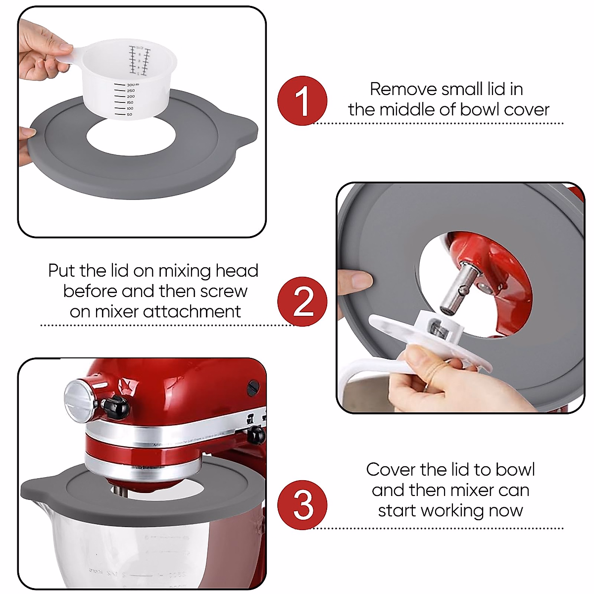 2 Pack Glass Bowl Covers for KitchenAid 5 Quart Tilt-Head Stand Mixers Bowl Covers Lid