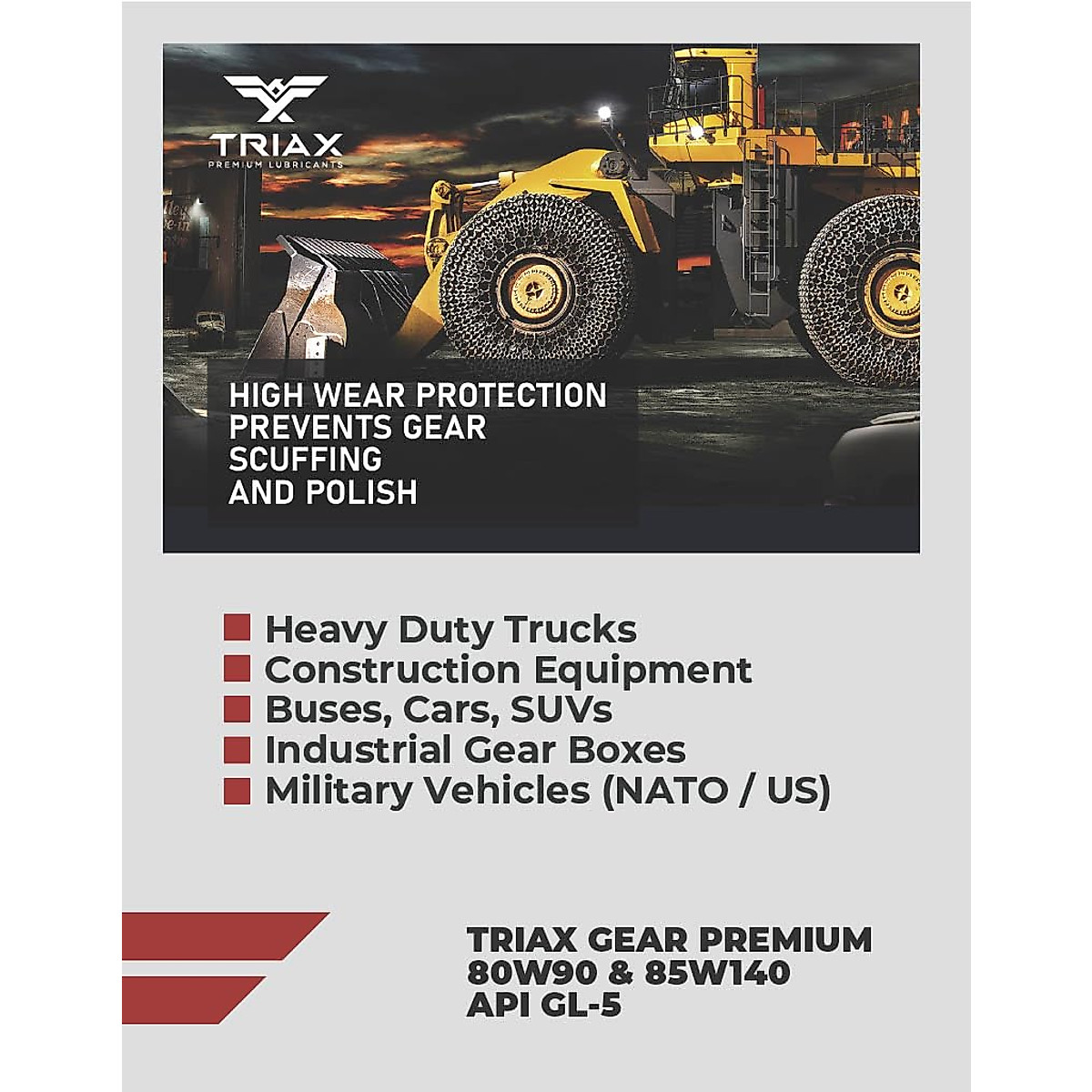 Triax Gear Premium LS 80W-90, GL-5 Limited Slip Ready, Manual Transmissions, Hypoid Gear Systems, Differentials, NATO Military Approved, Widest OEM Specification Range (1 Gallon)