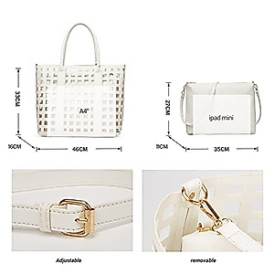 LMKIDS Womens Tote Handbag Large Capacity Roomy Bag,Ladies Crossbody Shoulder Bags Hobo Tote Bag Purse Fashion Handle Satchel (White)