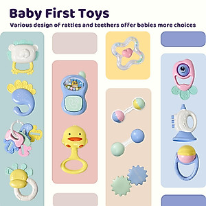 Cuterabit 13PCS Baby Rattles 0-6 Months, Baby Teething Toys with Storage Case, Infant Toys 0-3-6-12 Months, Baby Girl Toys, Best Newborn Christmas Gift for Babies Infants Boy Girl