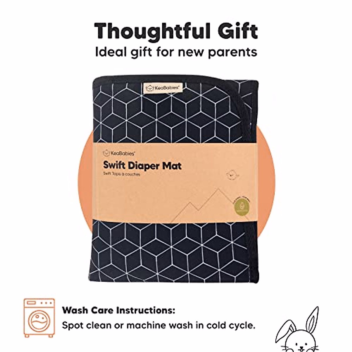 Portable Diaper Changing Pad - Waterproof Foldable Baby Changing Mat - Travel Diaper Change Mat - Lightweight Changing Pads for Baby - Baby Changer - Machine Washable (Black Geo)