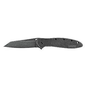 Kershaw Random Leek, Blackwash, 3 inch Sandvik 14C28N Stainless Steel Blade, SpeedSafe Opening, Reverse Tanto, 1660RBW