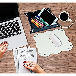 LISRSC Leather Valet Tray for Women,Trinket Jewelry Cosmetic Organizer Catchall Tray for Desk Dresser Nightstand (Off-White)