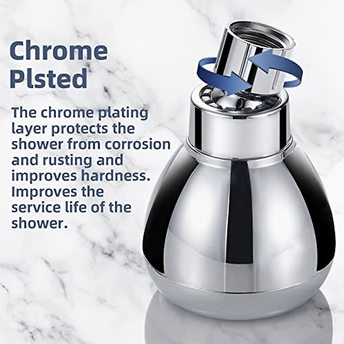 Cobbe High Pressure Shower Head, 3 Inches Anti-Clogging Silicone Nozzles Fixed Showerhead, Adjustable Swivel Brass Ball, Bathroom Rain Shower Heads (Chrome)