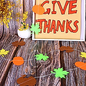 8 Pieces Thanksgiving Garland Felt, Fall Hanging Decorations, Pumpkin Maple Leaves Turkey Streamer for Give Thanks Autumn Harvest Party Supplies