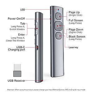 NORWII N95 Green Light Pointer, 330 FT Long Control Range Designed for Large Occasion, Rechargeable Wireless Presenter Remote Presentation USB PowerPoint PPT Clicker for Mac, Laptop, Computer