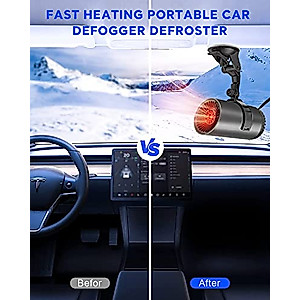 Car Heater Defroster- Portable Car Space Heater, Windshield Defroster Defogger, Heating and Cooling Fan with 12V 150W Thermostat, 3-Outlet USB Plug in Cigarette Lighter for Car SUV Truck