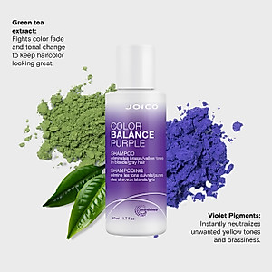 Joico Color Balance Purple Shampoo | For Cool Blonde, Gray Hair | Eliminate Brassy Yellow Tones | Boost Color Vibrancy & Shine | UV Protection | With Rosehip Oil & Green Tea Extract | 1.7 Fl Oz