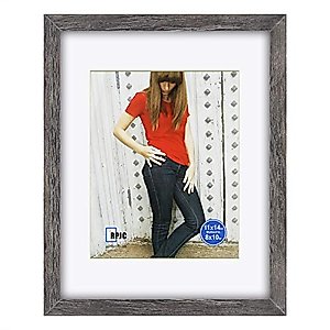 RPJC 11x14 inch Picture Frame Made of Solid Wood and High Definition Glass Display Pictures 8x10 with Mat or 11x14 Without Mat for Wall Mounting Photo Frame Driftwood Finish