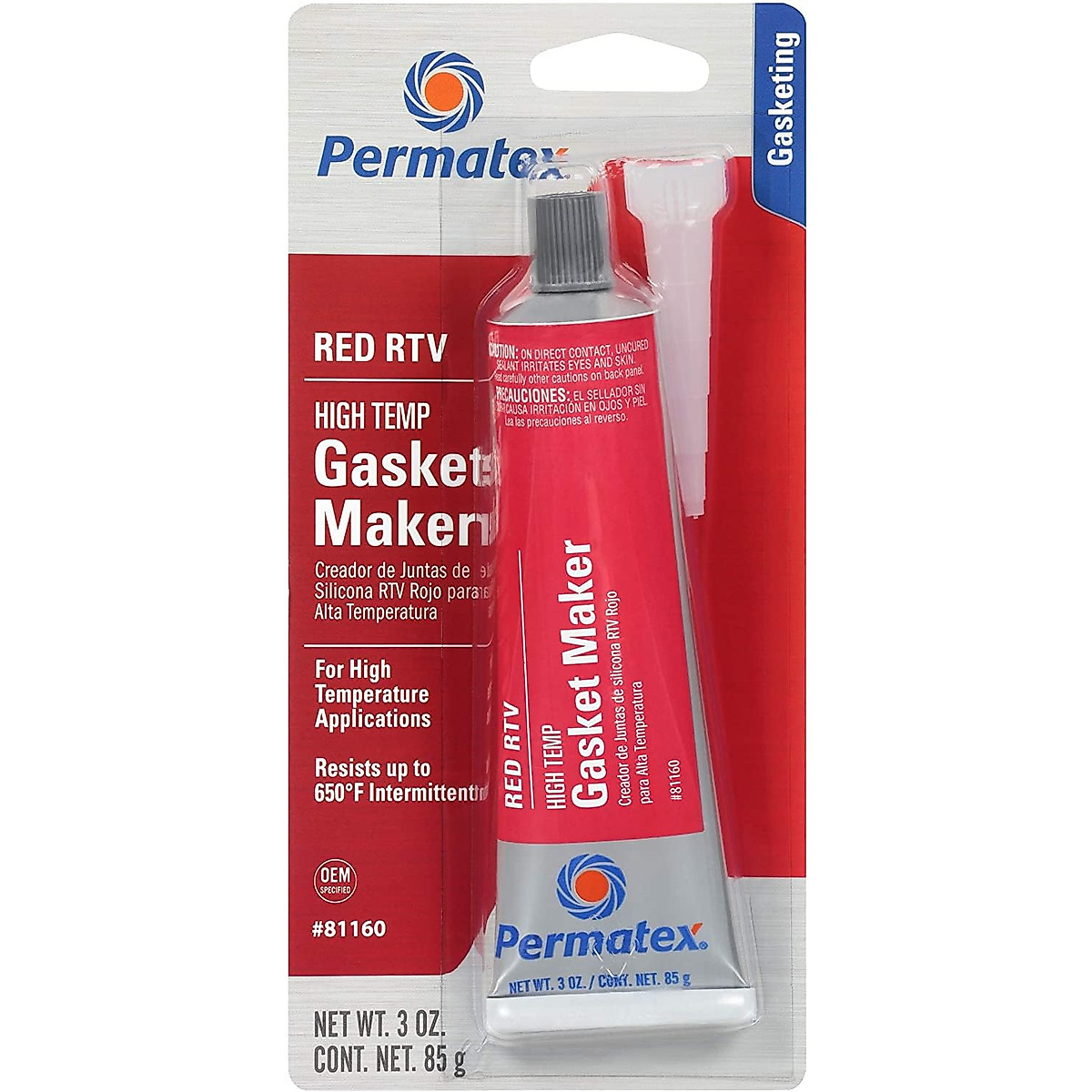 Permatex 81160 Hi-Temp Red Form-A-Gasket Silicone Sealant. 3 oz.