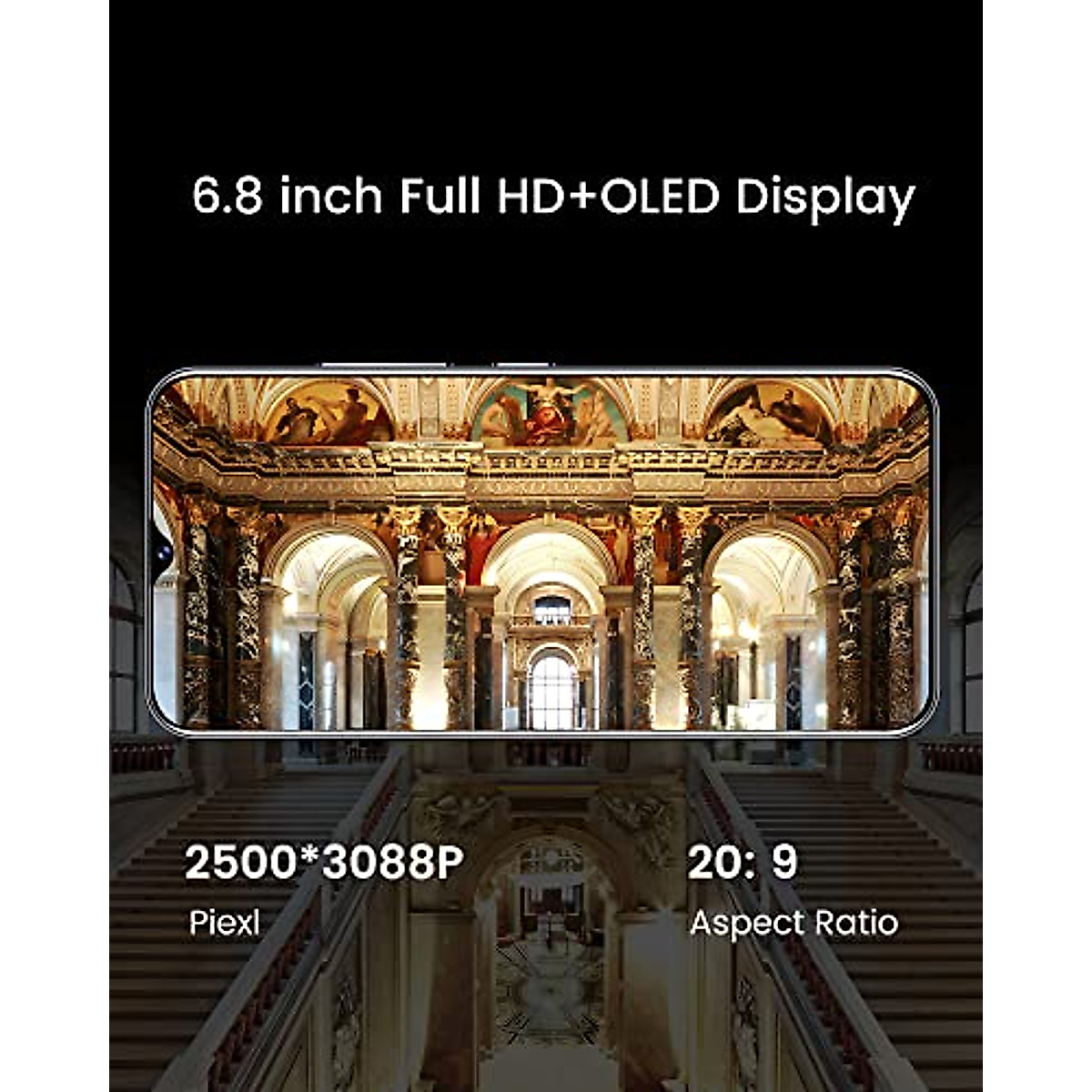 Echoamo M13 Pro 5G Unlocked Cell Phone - 6.8" FHD+Display 5G/4G Android Smartphone,Dual SIM,64MP+13MP+8MP Triple Camera, 5800mAh Battery - 4GB+128GB