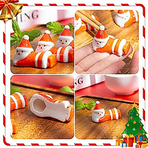 9 Pcs Christmas Ceramic Chopstick Rest Santa Claus Spoon Forks Knives Tableware Rest Set Perfect for Christmas Festive Gift Dinner Table Ornament